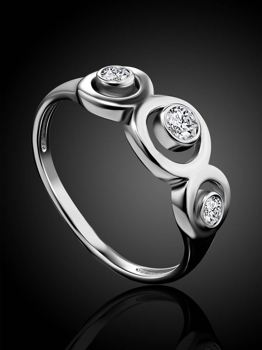 Cute Silver Ring With Crystals