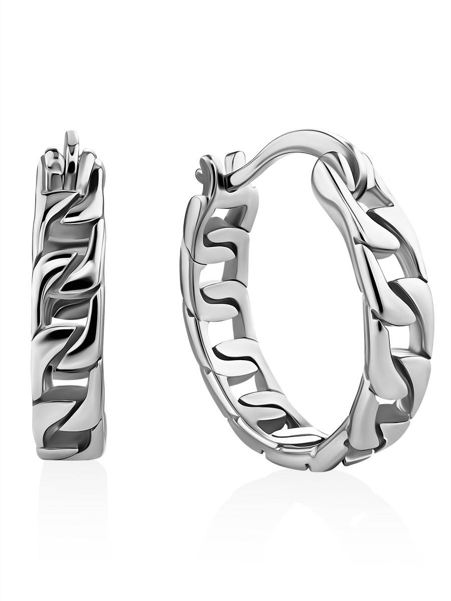 Chain Motif Silver Hoop Earrings The ICONIC