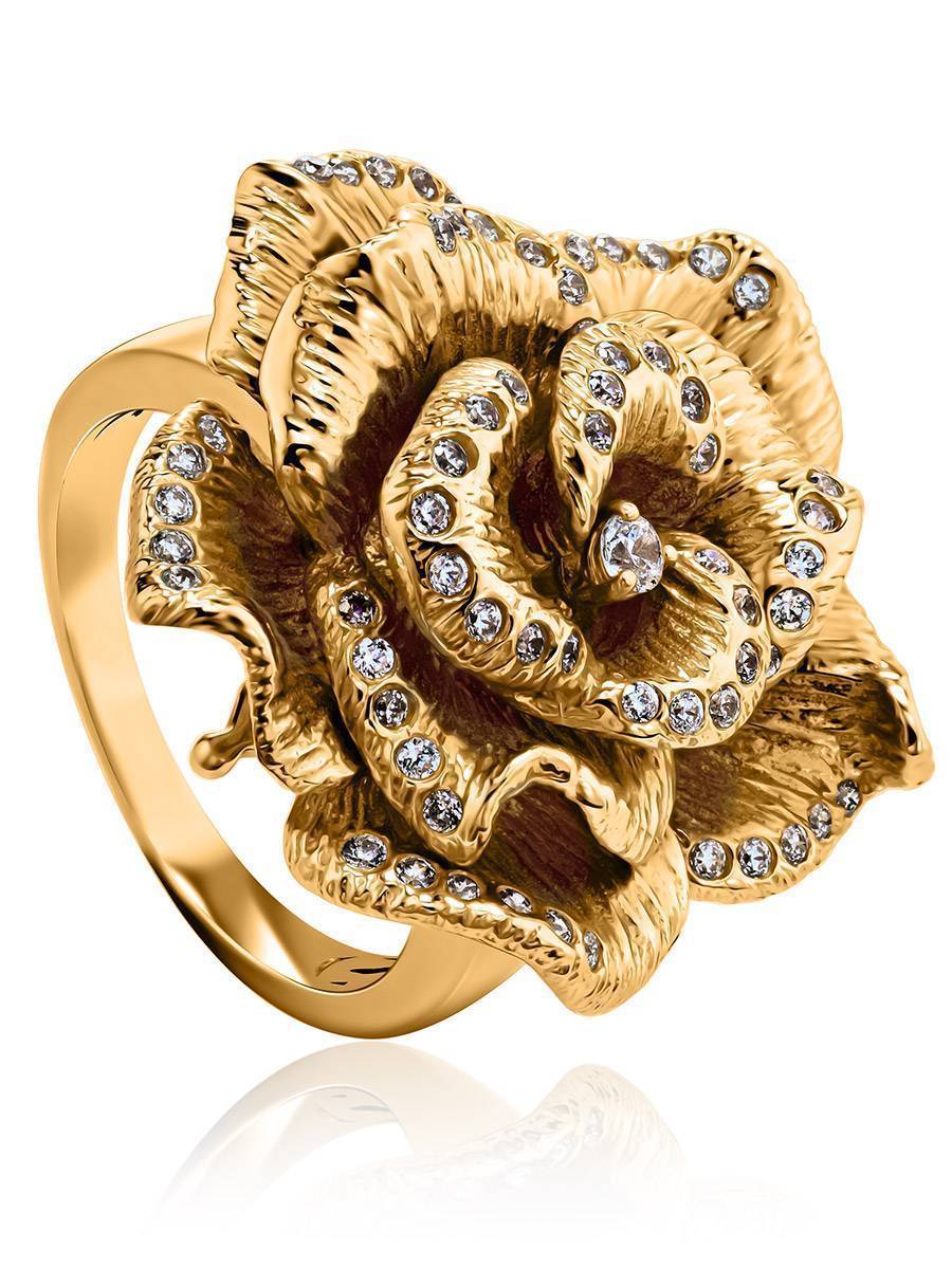 Bold Golden Transformer Ring With Crystals