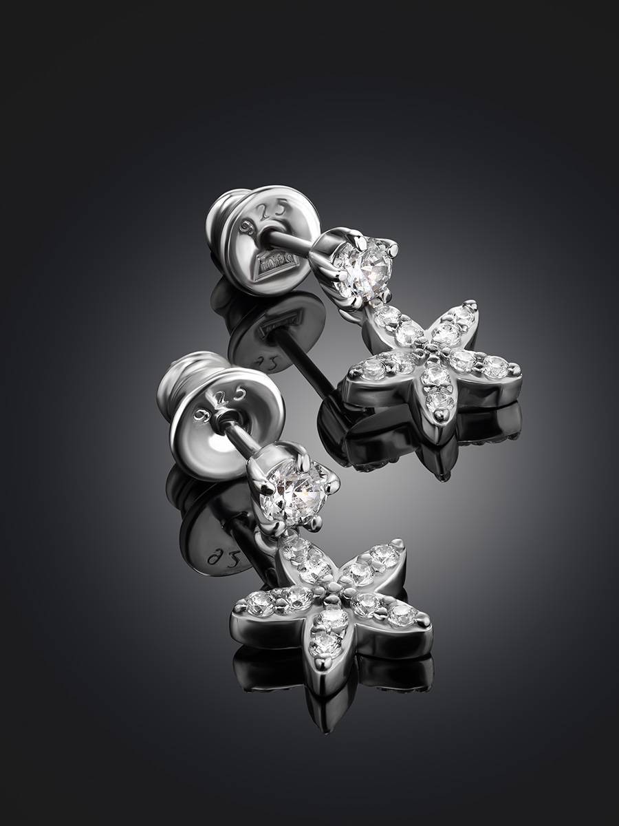 Серьги :: Серьги из серебра :: Серебряные серьги с подвесками-звездочками